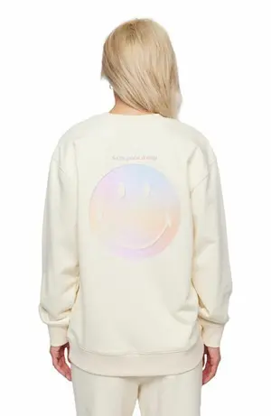 SAMII RYAN Smiley Radiate Happiness Crewneck - Cream