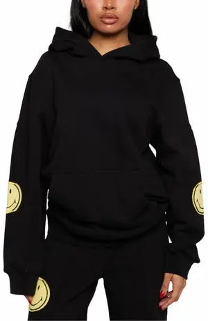 SAMII RYAN Smiley Oversized Hoodie Black