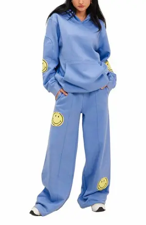 SAMII RYAN Smiley Oversized Hoodie - Blue
