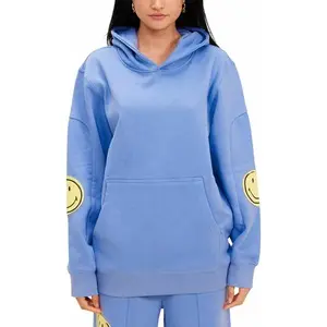 SAMII RYAN Smiley Oversized Hoodie Blue