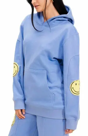 SAMII RYAN Smiley Oversized Hoodie - Blue
