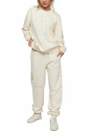 SAMII RYAN Smiley Radiate Happiness Sweatpants - Cream