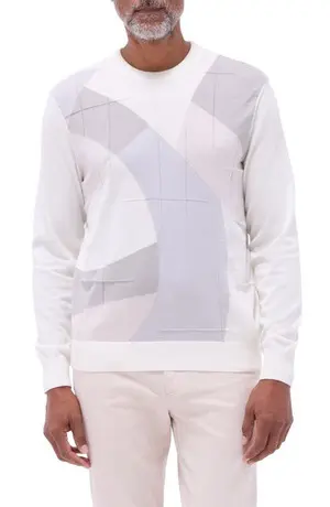 Bugatchi Abstract Cotton & Silk Crewneck Sweater
