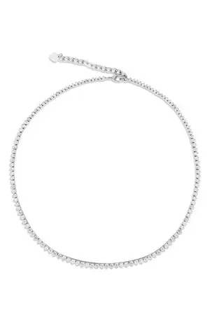 SHYMI Three Prong Round Graduated Tennis Necklace - Silver