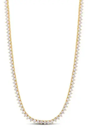 SHYMI Three Prong Round Tennis Necklace - Gold