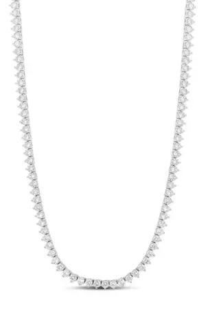 SHYMI Three Prong Round Tennis Necklace - Silver