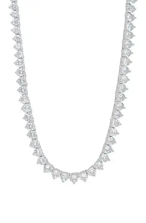 SHYMI Three Prong Round Tennis Necklace - Silver