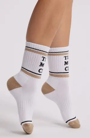 FRIDAY FEELIN’ Tired Moms Club Crew Socks - White