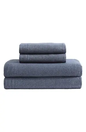 CALVIN KLEIN HOME Modern 300 Thread Count Mélange Cotton Blend Jersey Sheet Set - Dark Blue