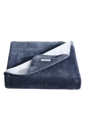 CALVIN KLEIN HOME Modern Reversible Throw Blanket - Medium Blue