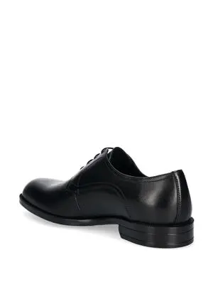 BOSS Leather Derby Shoes With Stitching Details - Black
