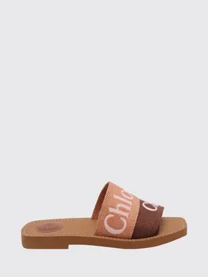 Chloé Woody Embroidered Logo Flat Slides - Brown
