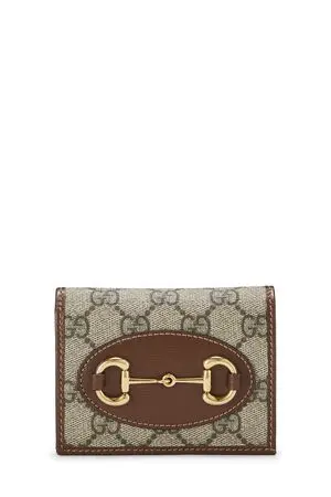 Gucci Gg Supreme Canvas Horsebit Compact Wallet - Brown