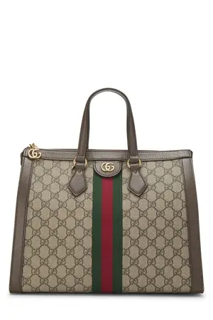 Gucci Gg Supreme Canvas Ophidia Tote - Brown