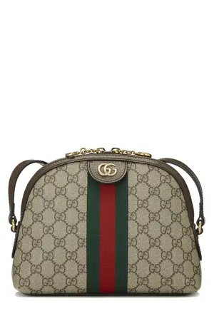 Gucci Gg Supreme Ophidia Dome Shoulder Bag - Brown