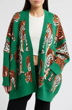 DRESSED IN LALA Animal Print Cardigan