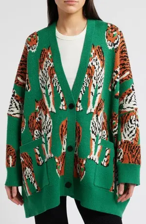 DRESSED IN LALA Animal Print Cardigan