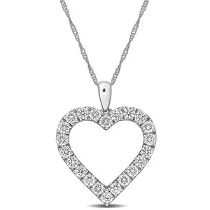 JULIANNA B. Lab-grown Diamond Open Heart Pendant Necklace - White Gold