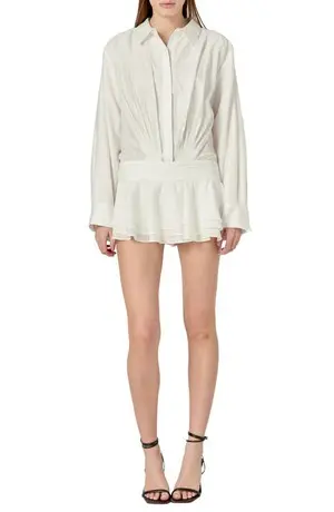 English Factory Ruffled Micro-mini Romper - Off White