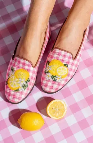 BYPAIGE Needlepoint Loafer - Pink/white Gingham