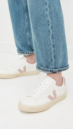 VEJA Campo Chromefree Leather Sneakers - Extra-white/babe