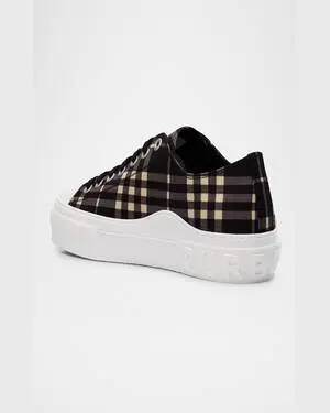 Burberry Check Cotton Low-top Sneakers - Black/calico Ip Chk