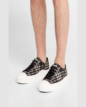 Burberry Check Cotton Low-top Sneakers - Black/calico Ip Chk