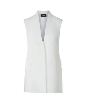 Akris Artina Long Silk Organza Vest - Ecru