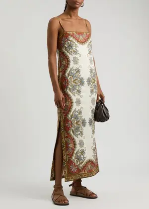 Veronica Beard Petra Paisley-print Linen Midi Dress