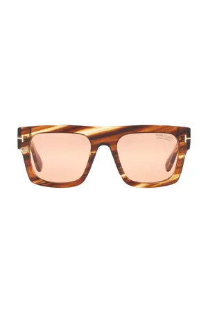 TOM FORD Fausto Square Frame Sunglasses - Brown