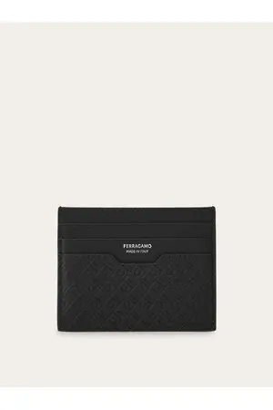FERRAGAMO Monogram Credit Card Holder - Black