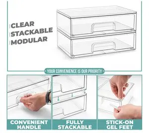 SORBUS Storage Containers With Pull-out Drawers 2 Pack,wide