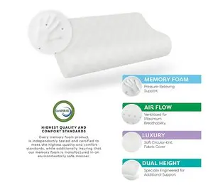 BODIPEDIC Classic Support Contour Memory Foam B Ed Pillow