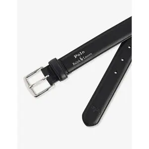 Polo Ralph Lauren Engraved Buckle Leather Belt - Black