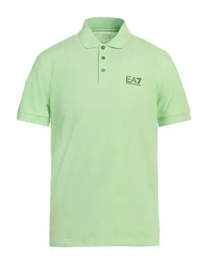 EA7 Man Polo Shirt Black Size 3xl Cotton, Elastane Green