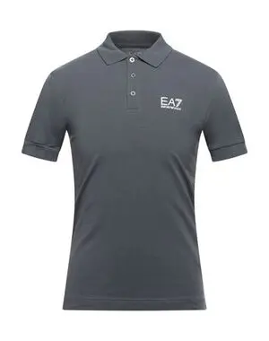 EA7 Man Polo Shirt Black Size 3xl Cotton, Elastane Grey