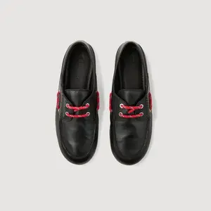 Sandro Leather Boat Shoe Loafers - Black