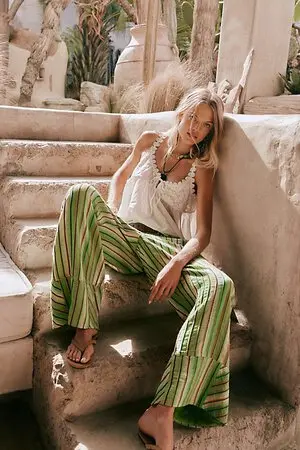 Free People Day's End Stripe Pants - Camo Combo