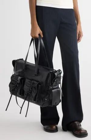 Acne Studios Multipocket Crinkled Leather Tote - Black