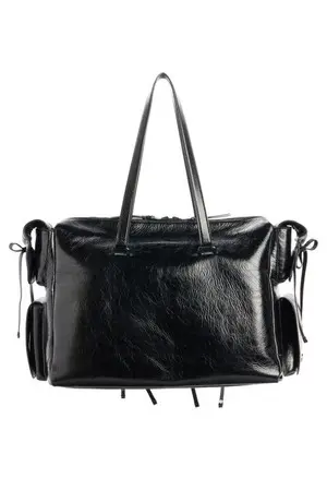 Acne Studios Multipocket Crinkled Leather Tote - Black