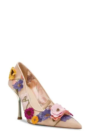Betsey Johnson Betsey Johnson Aimey Floral Embroidered Pumps Beige Floral