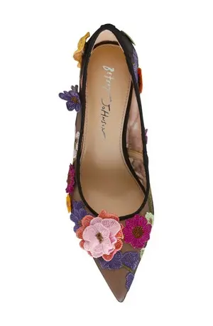 Betsey Johnson Aimey Floral Embroidered Pumps - Black Floral