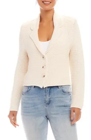 Karen Kane Open Stitch Cropped Sweater Blazer