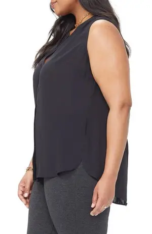 NYDJ Print Sleeveless Split-neck Top - Black