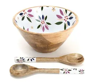 TEMP-TATIONS Old World 4-qt Mango Wood Bowl With Servers - One-color
