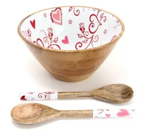 TEMP-TATIONS Seasonal 4-qt Mango Wood Bowl With Servers - One-color