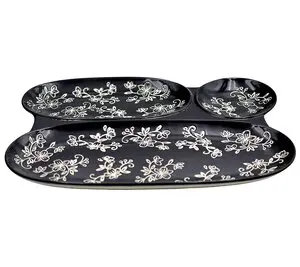 TEMP-TATIONS Floral Lace 3-section Snack Tray - One-color
