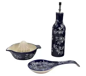 TEMP-TATIONS Floral Lace 3-piece Kitchen Accessory Set - One-color