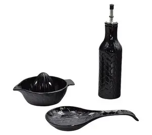 TEMP-TATIONS Carved Willow 3-piece Kitchen Accessory Set - One-color