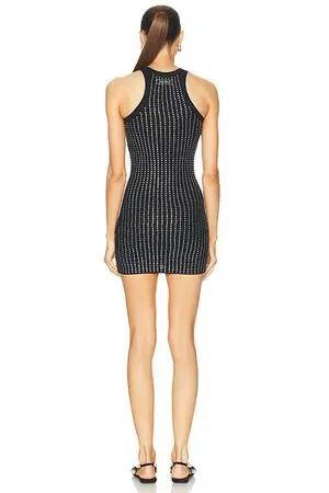 Attico Sleeveless Crystal Midi Dress - Black